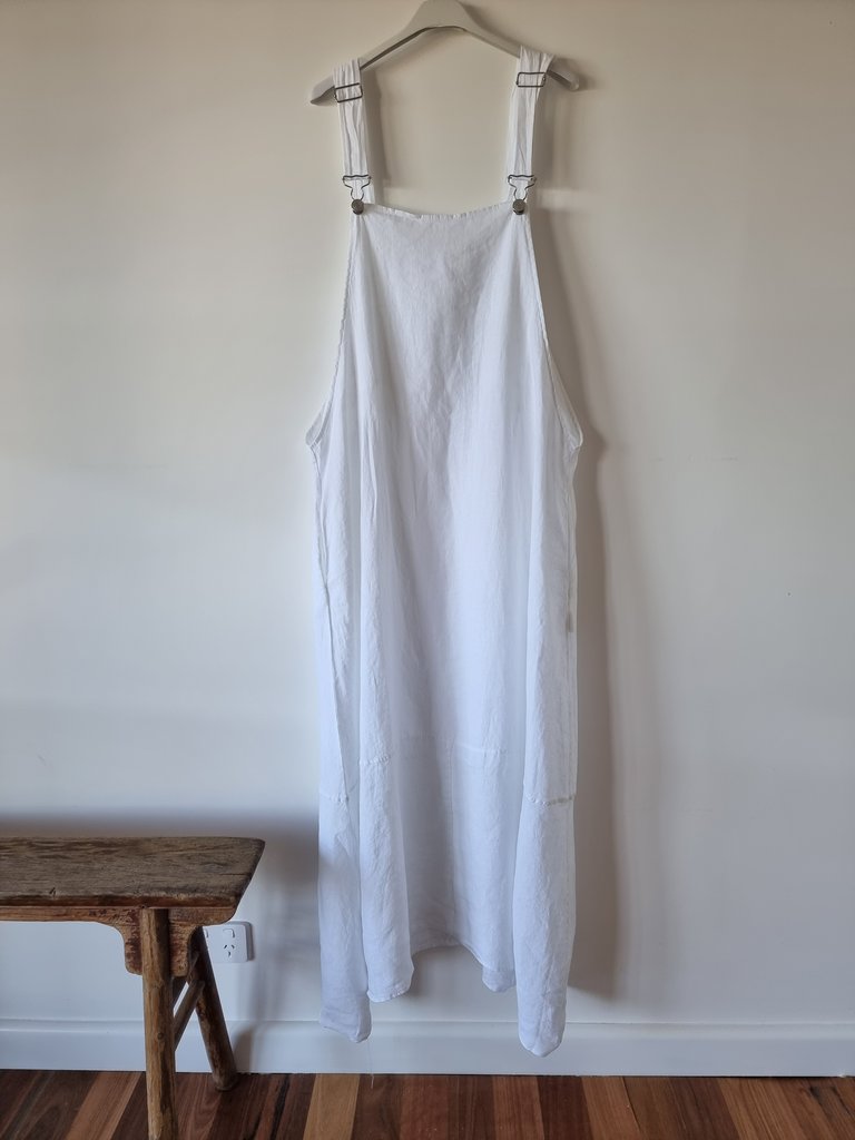 Women's Natural Linen Overall Style Maxi Dress - The Dressing Room NZ