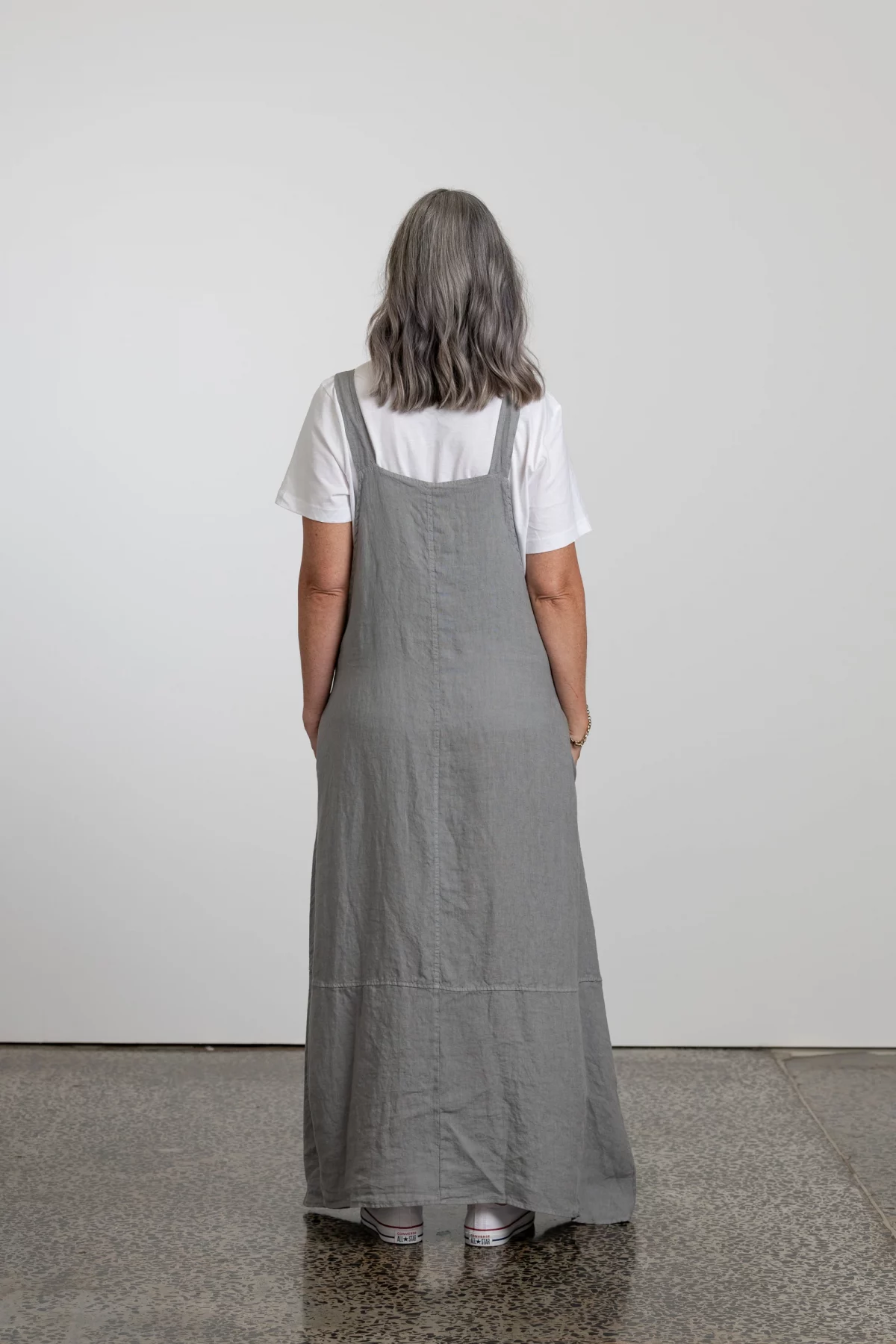 Women's Natural Linen Overall Style Maxi Dress - The Dressing Room NZ
